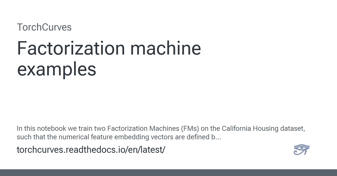 Factorization machine examples — TorchCurves documentation